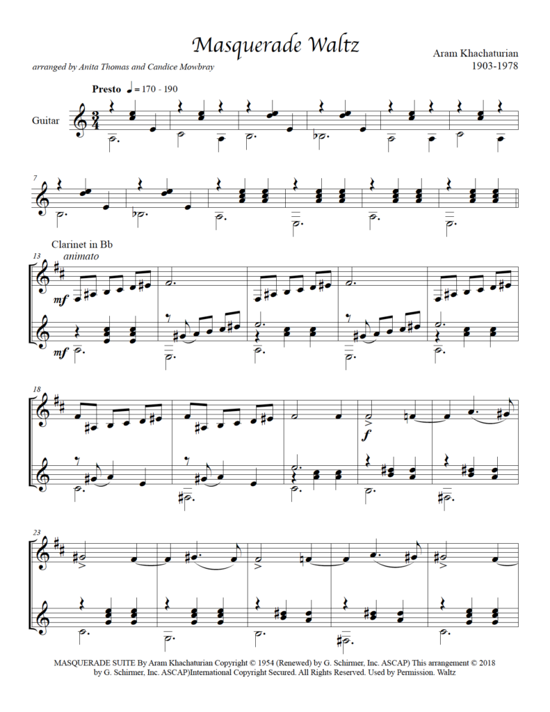 Masquerade Waltz – Guitar Chamber Music Press