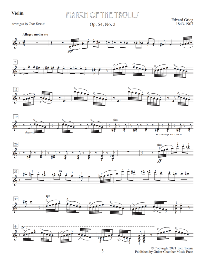 Two Lyric Pieces: Grandmother’s Menuet & March of The Trolls – Guitar ...
