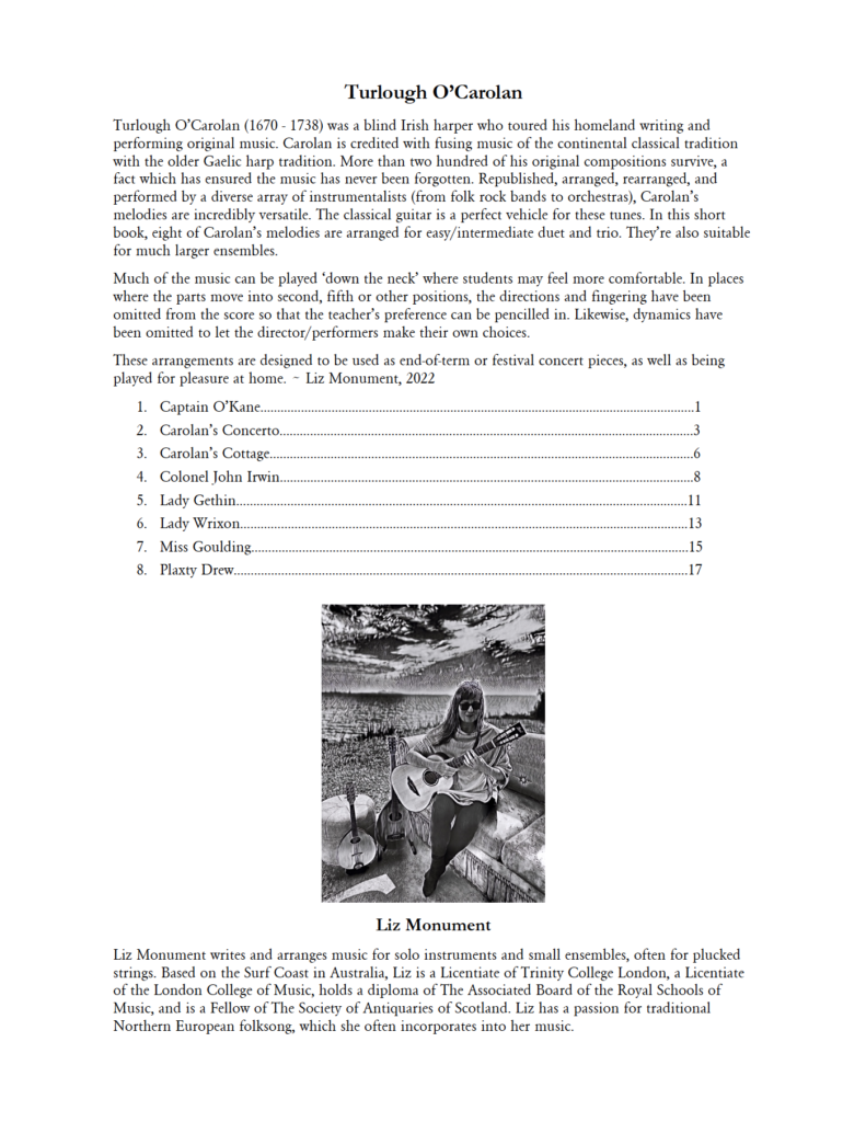 The Music of Turlough O’Carolan – Guitar Chamber Music Press