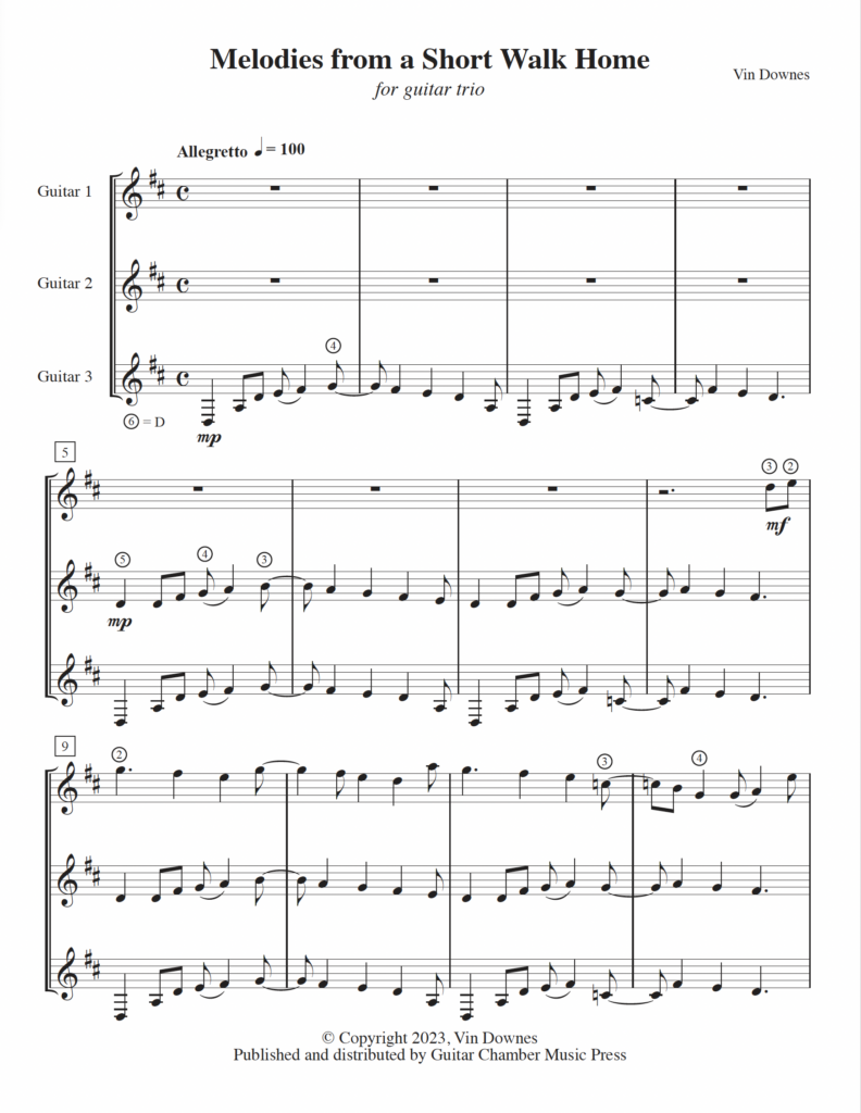 Melodies from a Short Walk – Guitar Chamber Music Press