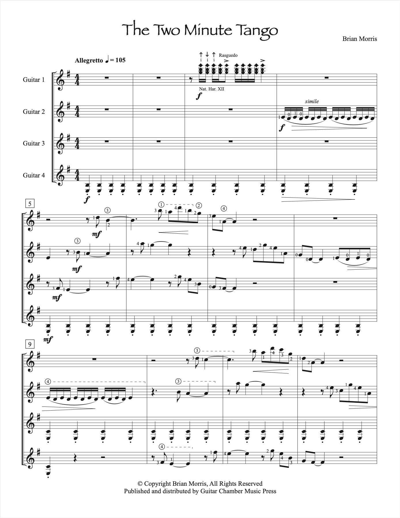 The Two Minute Tango – Guitar Chamber Music Press