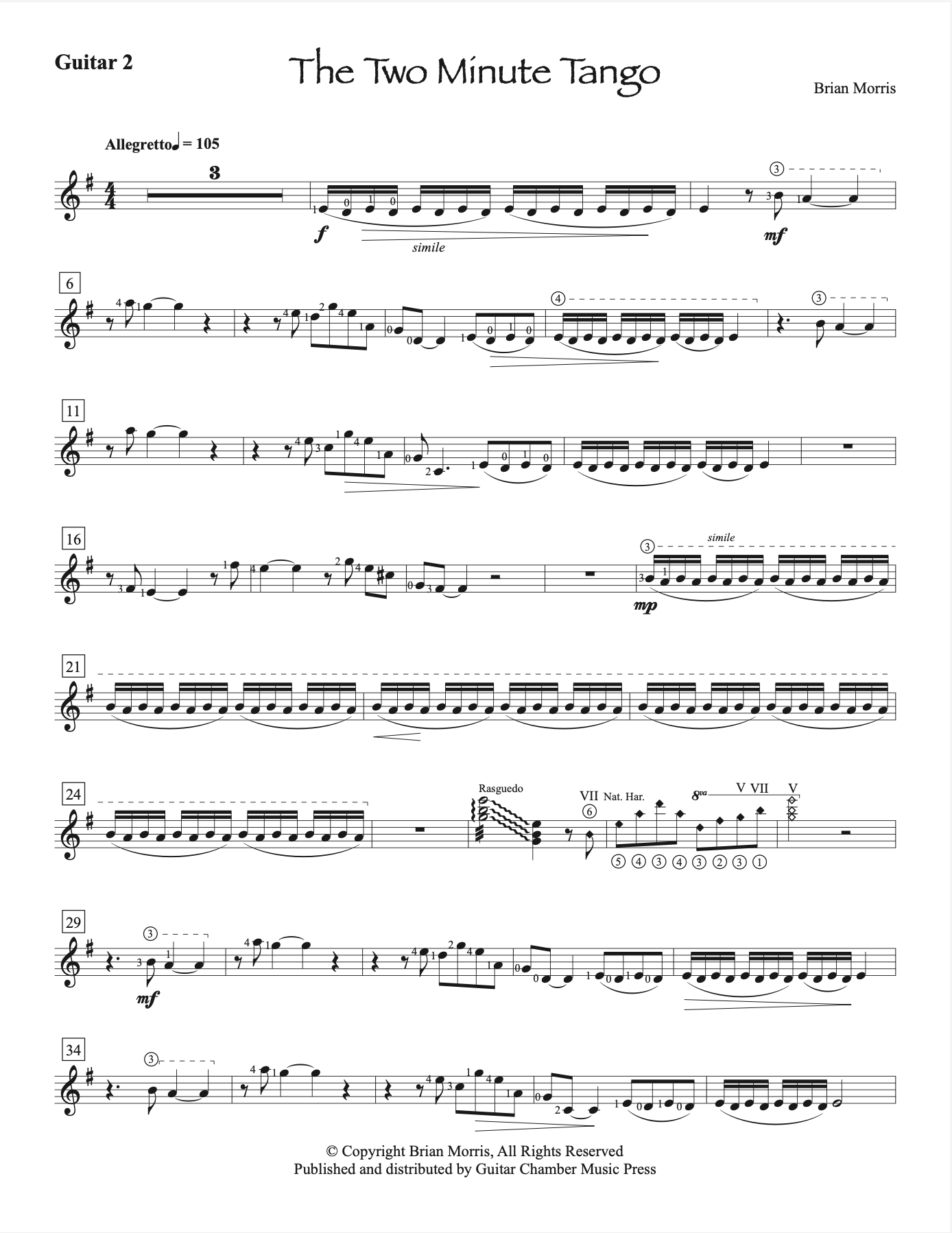 The Two Minute Tango – Guitar Chamber Music Press