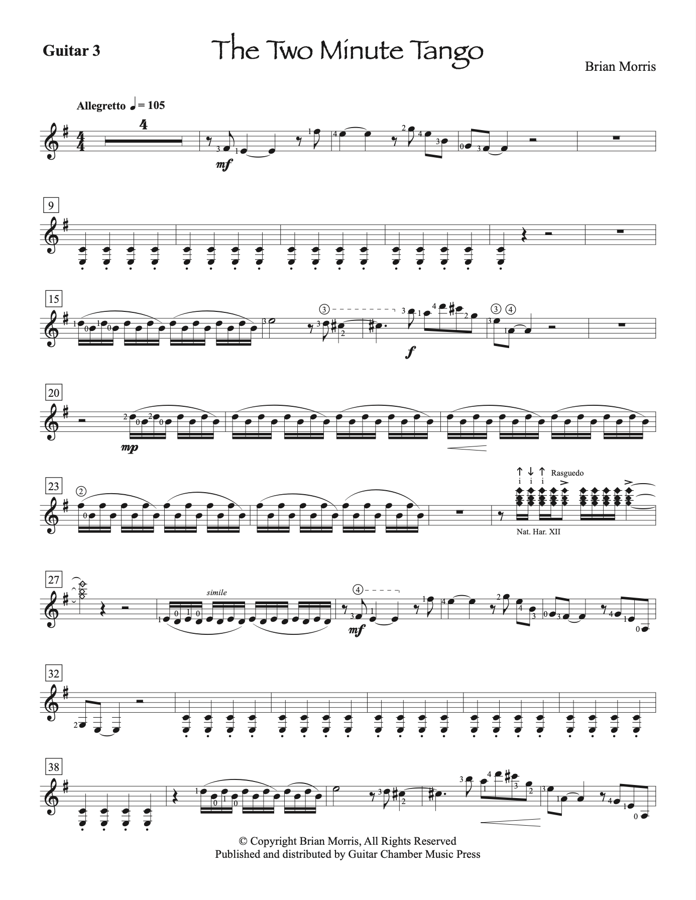 The Two Minute Tango – Guitar Chamber Music Press