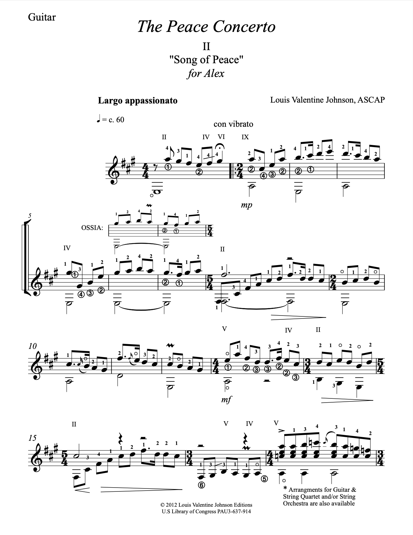 The Song of Peace – Guitar Chamber Music Press